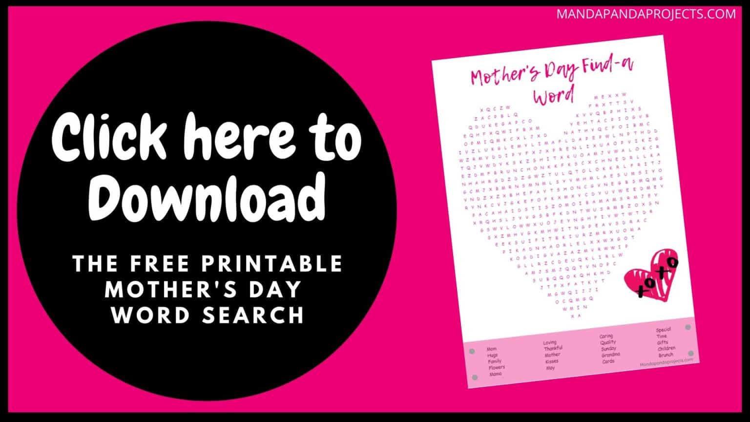 Mother's Day Word Search Activity- FREE Printable!