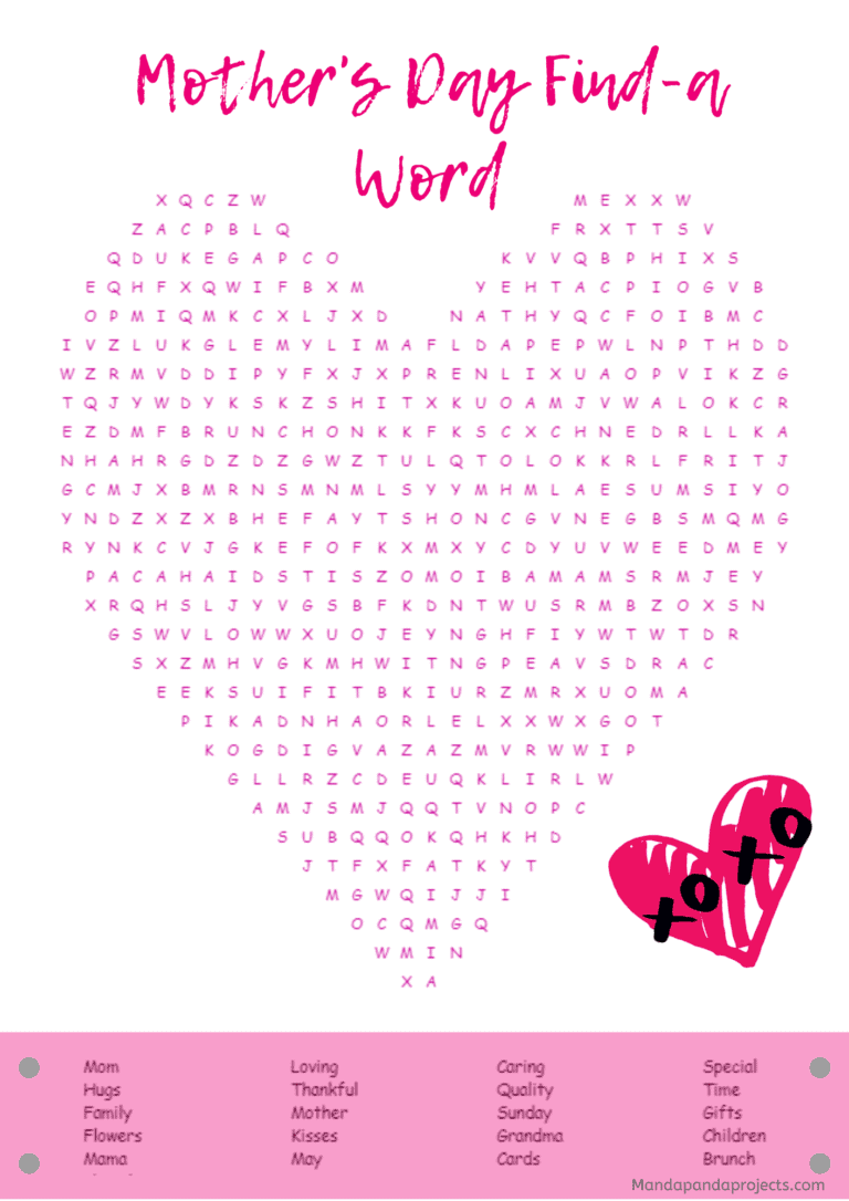 Mother's Day Word Search Activity- FREE Printable!