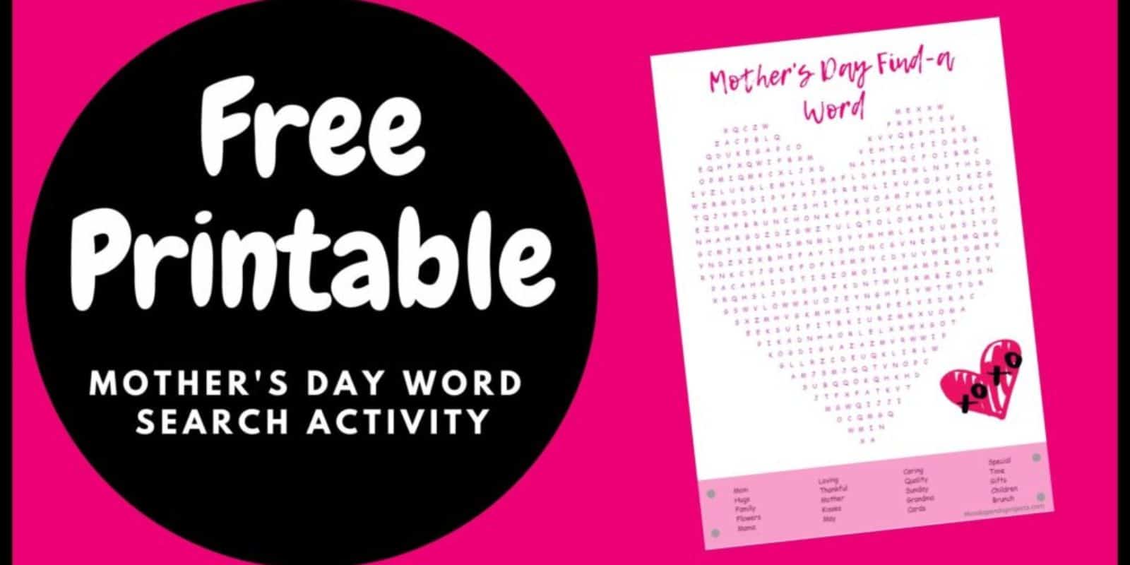 Mother's Day Word Search Activity- FREE Printable!