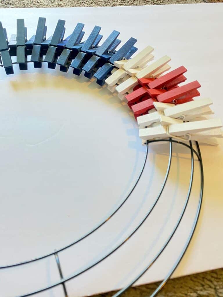 Stars and Stripes Patriotic Clothespin Wreath: DIY Dollar Tree Tutorial