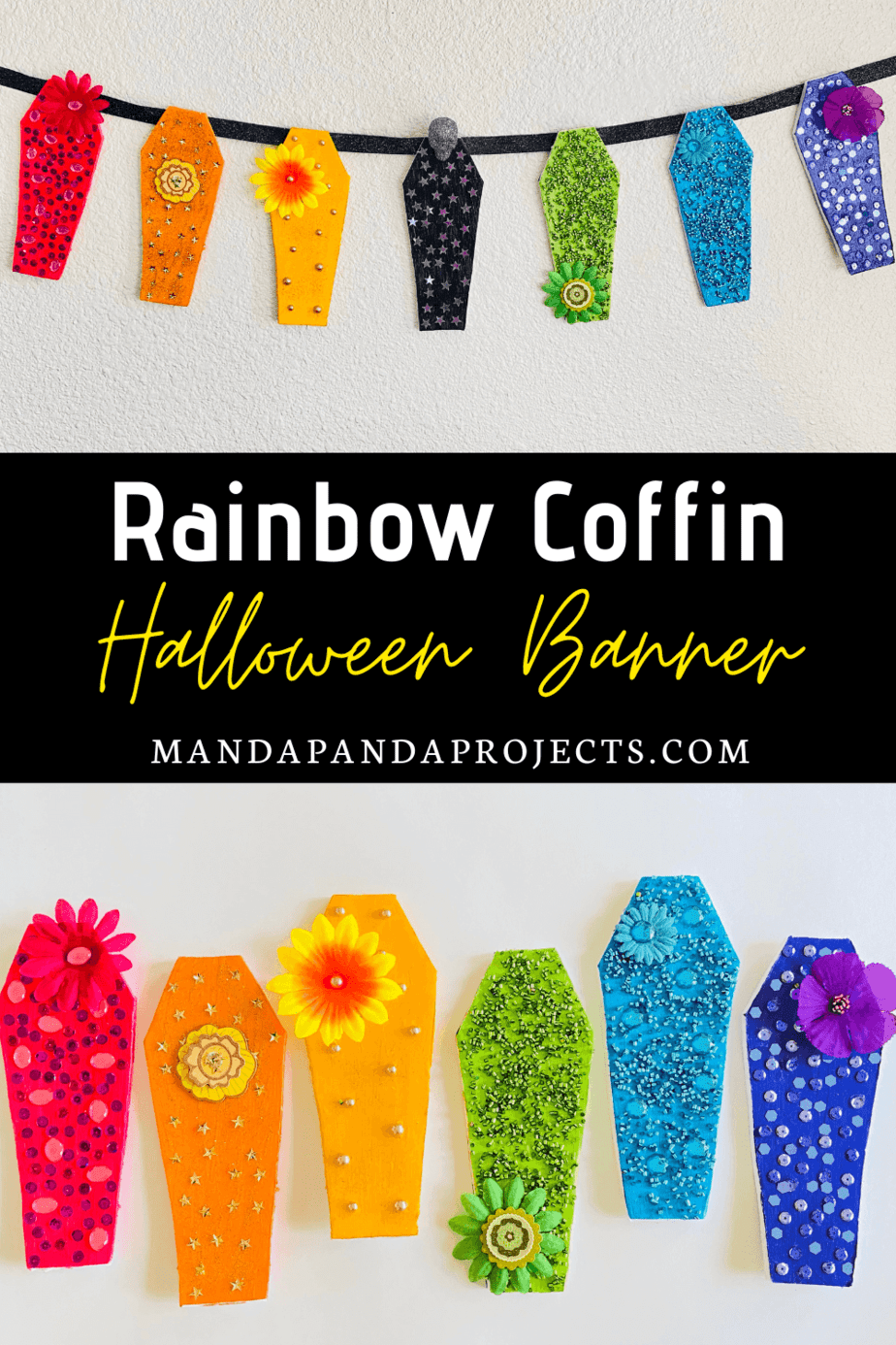 Blinged Out Rainbow Coffin Halloween Banner : Glam up your Party!