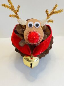 Pine Cone Reindeer: Rudolph the Red Nosed Pine Cone