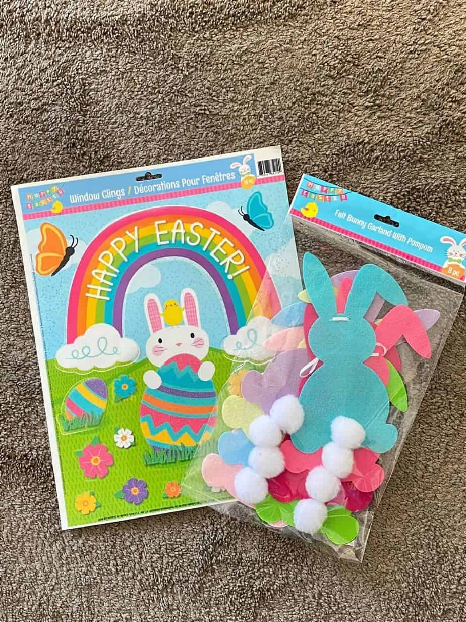 DIY Dollar Tree Rainbow Bunny Sign made from a Garland