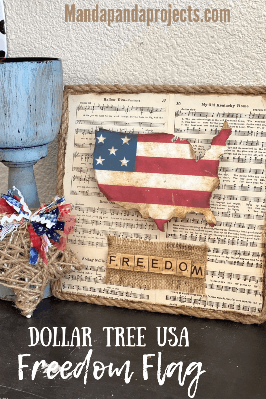 DIY Dollar Tree USA Freedom Flag - Manda Panda Projects