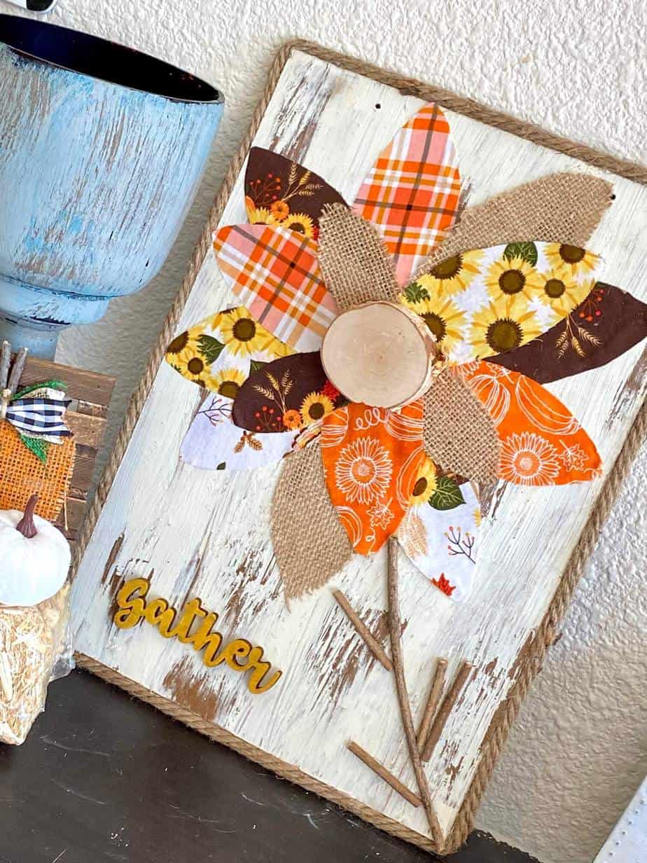 Fall Fabric and Burlap Sunflower - Manda Panda Projects