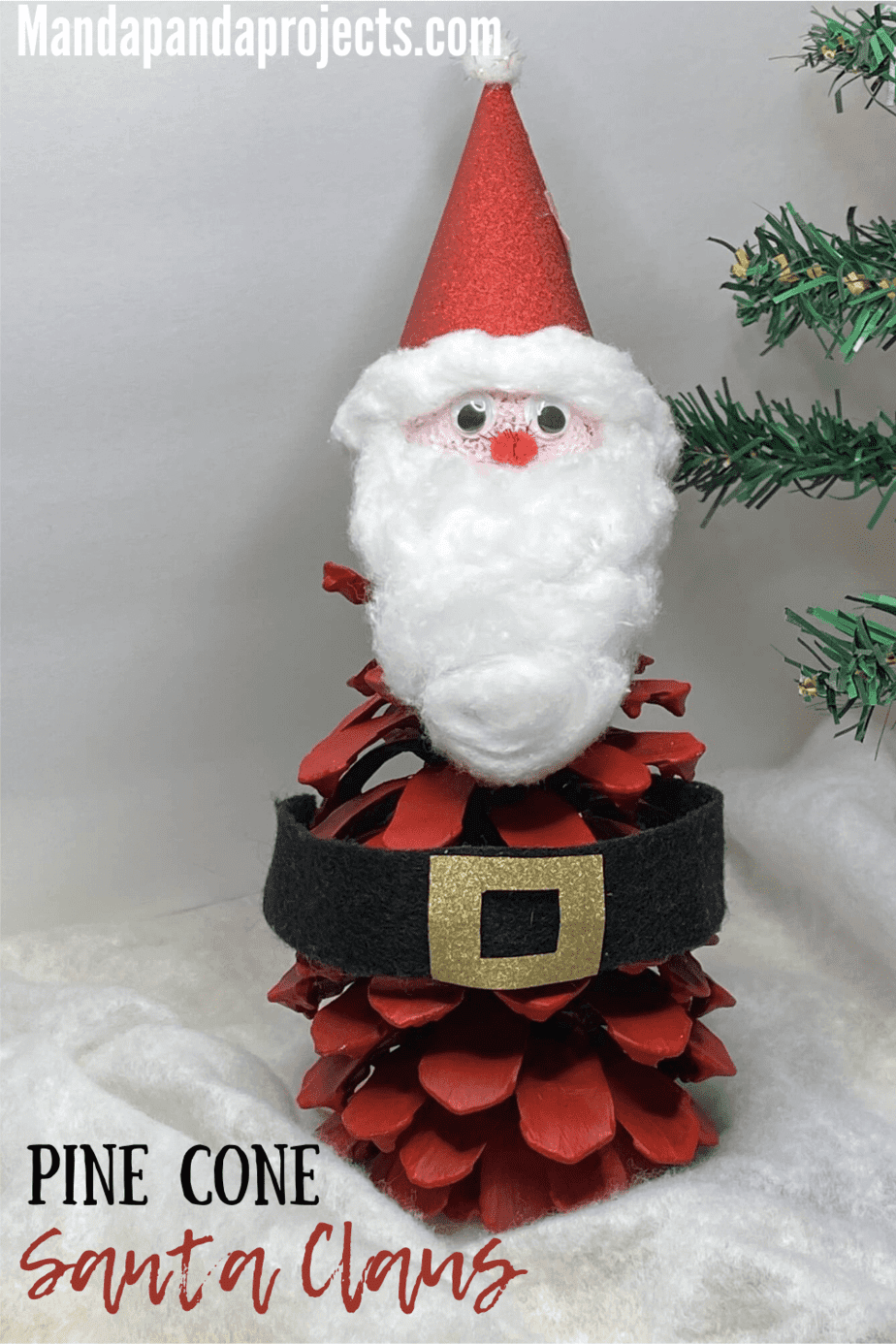 Santa Cone: Pine Cone Santa Claus Craft - Manda Panda Projects
