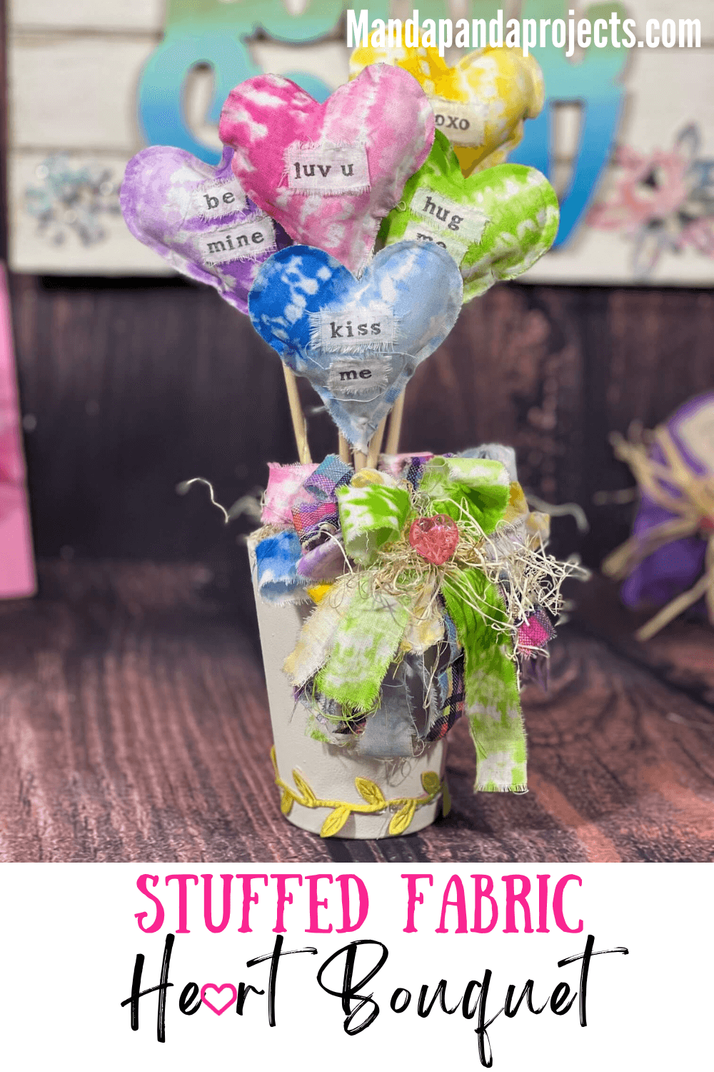 Stuffed Fabric Heart Bouquet - Manda Panda Projects