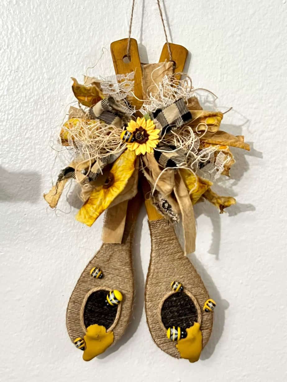 Dollar Tree Wood Spoon Beehives - Manda Panda Projects