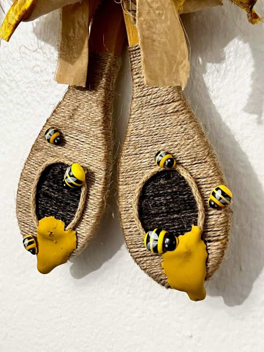 Dollar Tree Wood Spoon Beehives - Manda Panda Projects