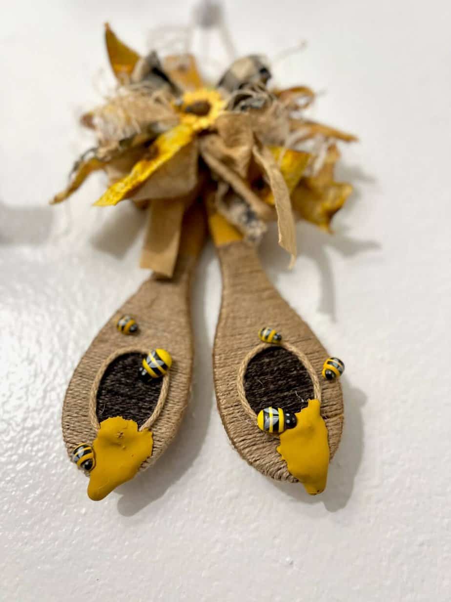 Dollar Tree Wood Spoon Beehives - Manda Panda Projects