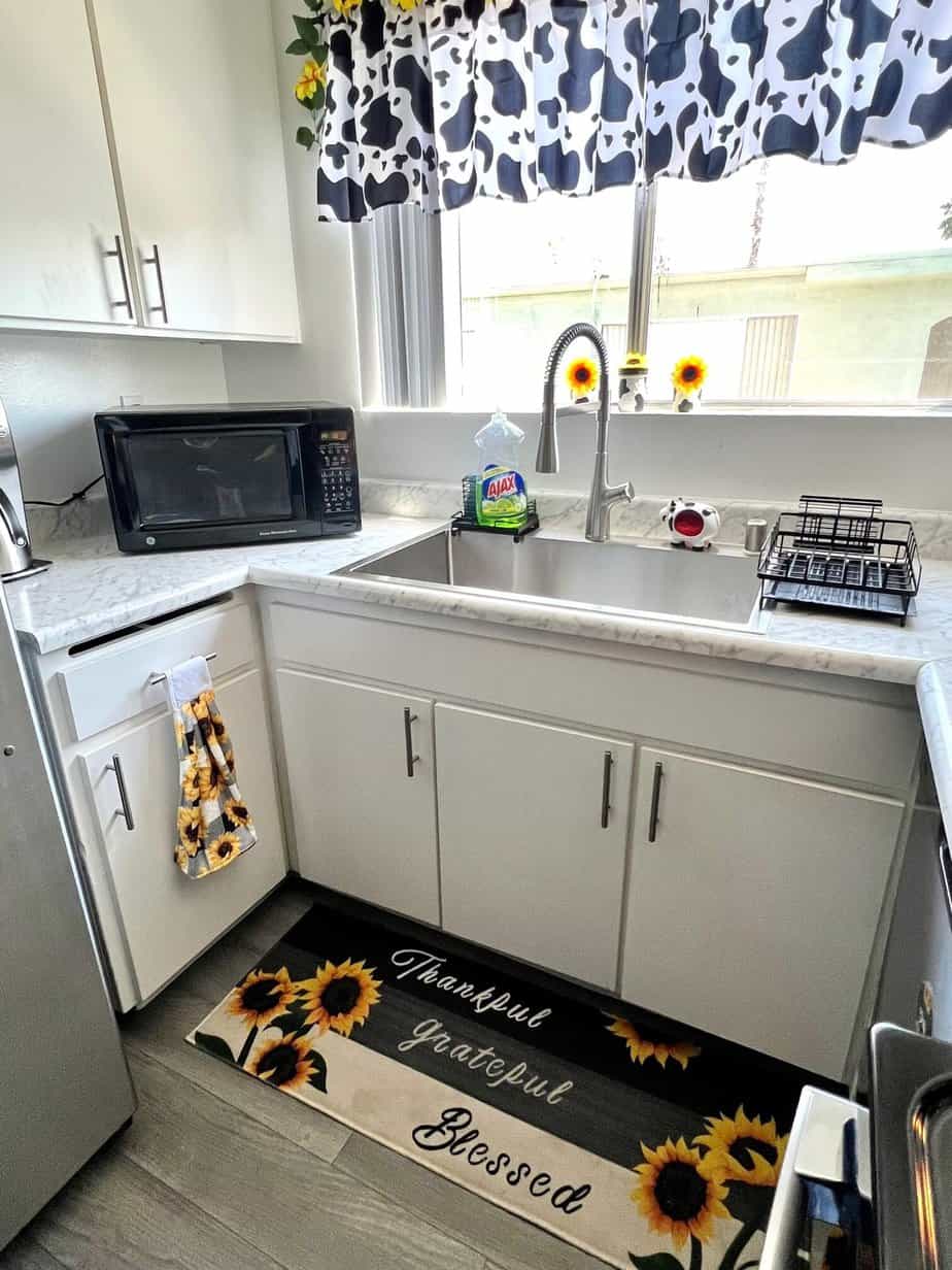Sunflower and Cow Print Kitchen Inspo - Manda Panda Projects