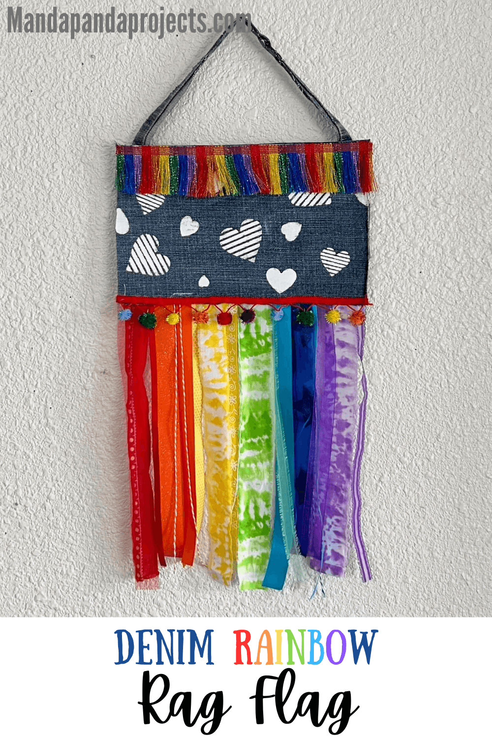Denim Rainbow Rag Flag - Manda Panda Projects