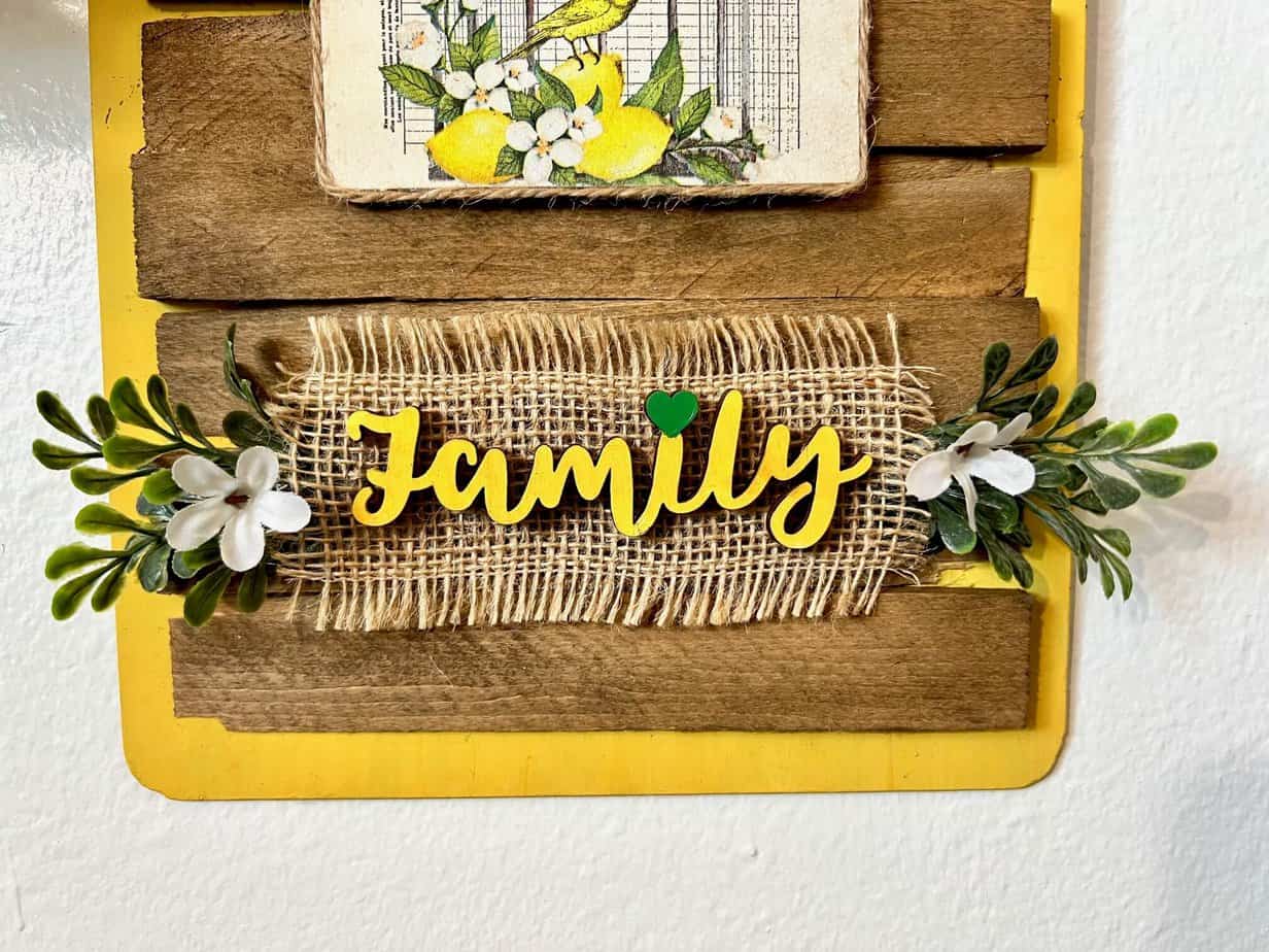 Lemon Birdcage Napkin "Family" Sign - Manda Panda Projects