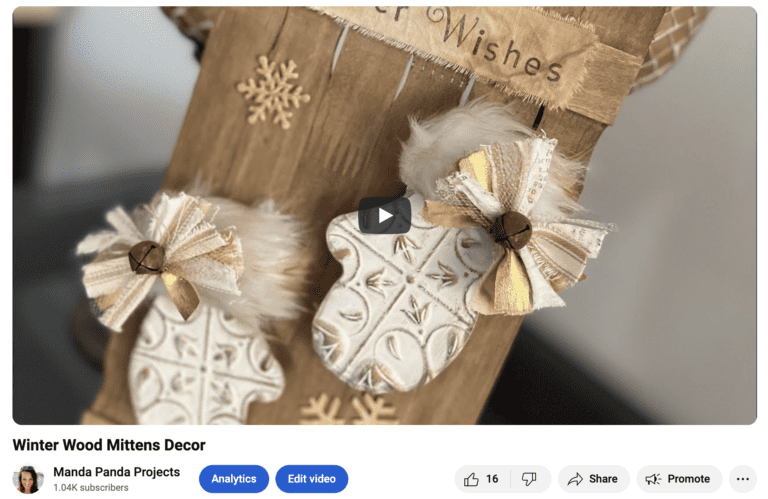 Wooden Winter Mittens Decor - Manda Panda Projects