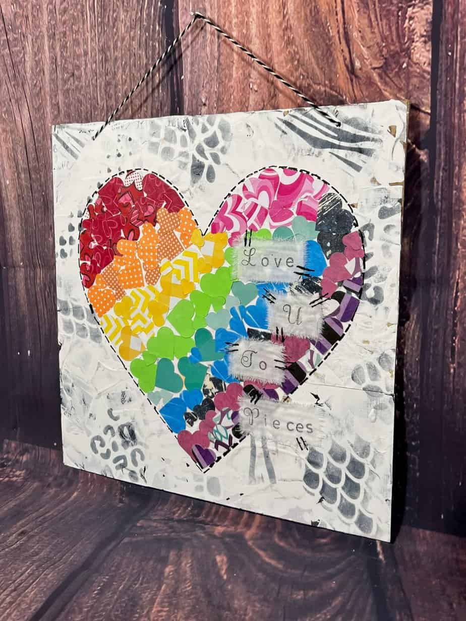 Rainbow Mixed Media Heart - Manda Panda Projects