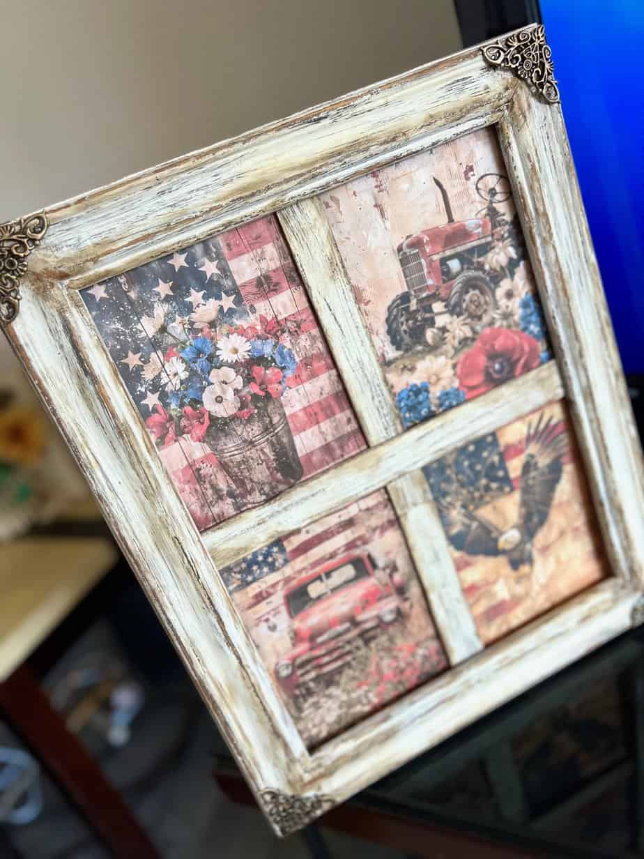 Thrifted Patriotic Window Frame - Manda Panda Projects