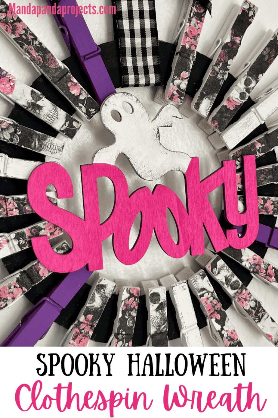Spooky Halloween Clothespin Napkin Wreath - Manda Panda Projects