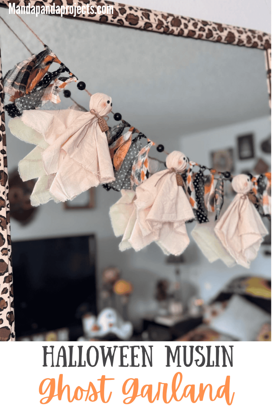Muslin Halloween Ghost Rag Garland - Manda Panda Projects